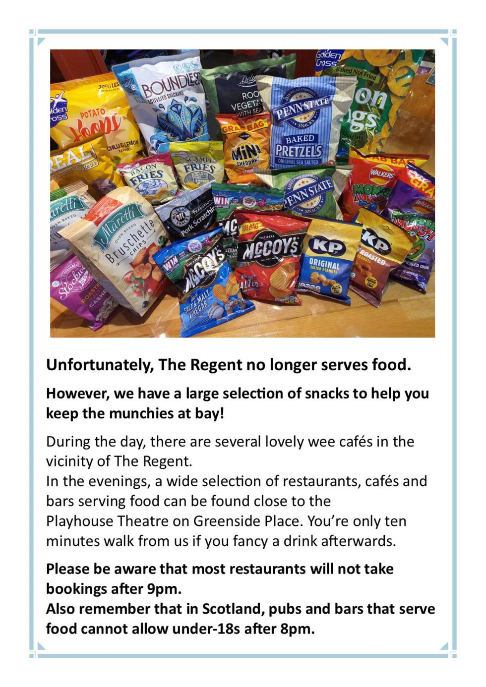 Bar Snacks - The Regent Bar